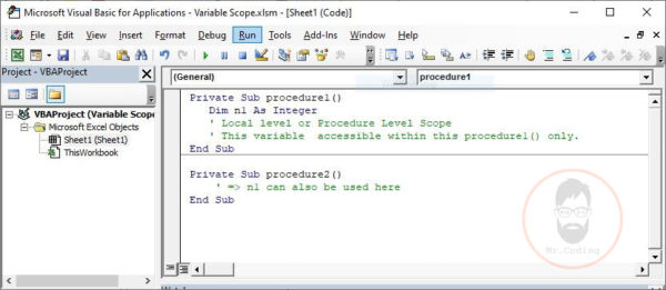 Variable Datatype And The Scope Of Variable In Vba Mr Coding 3110