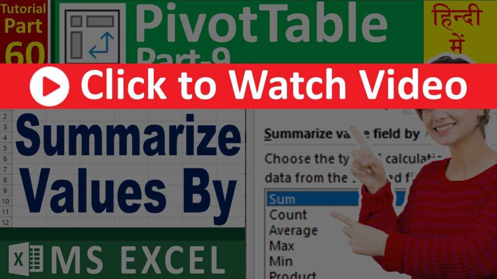 Pivot Table Summarize Value By - Mr Coding